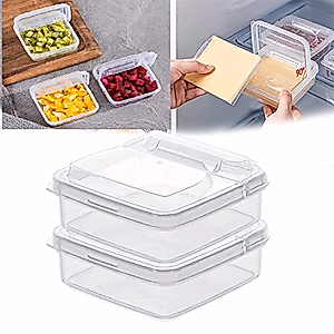 Sliced Cheese Container for Fridge with Flip Lid - 2/4/6 Pcs Butter Block Cheese Slice Storage Box, Portable Leakproof Clear Flip Top Storage Box, Vegetable & Fruit Fresh-Keeping Box. (2 pcs) (2 pcs)