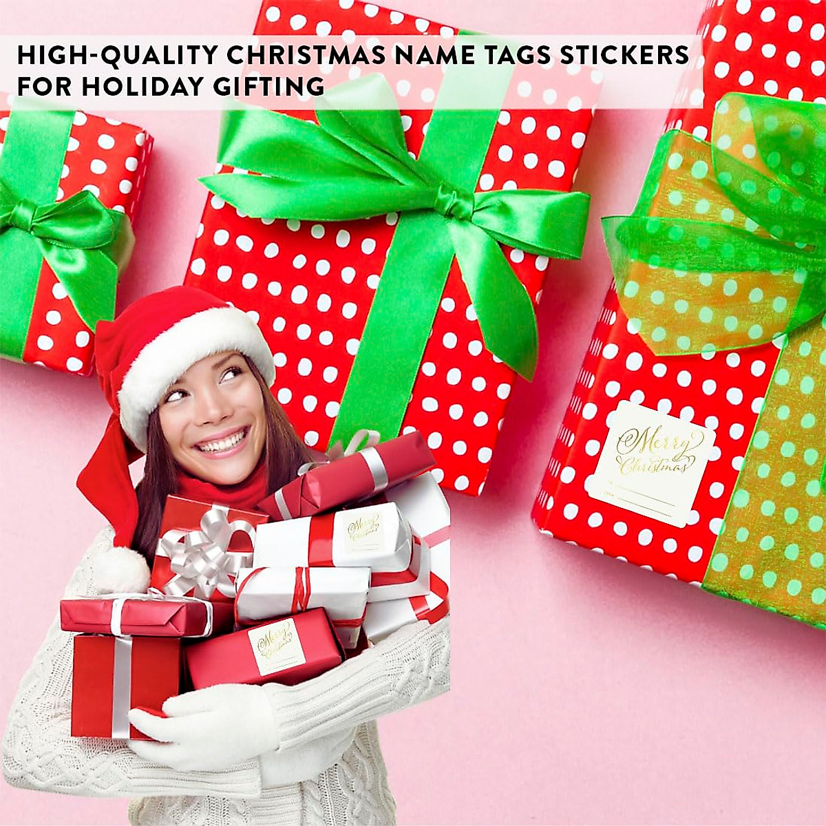 Andaz Press Christmas Collection, Square Gift Label Stickers, Stylized Merry Christmas to from, Metallic Gold Ink, 40-Pack Gold Christmas Tags Christmas Name Tags Stickers Christmas Sticker Tags