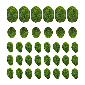 Boagkaah 36 Pieces 3 Size Artificial Moss Rocks Decorative, Green Moss Balls for Floral Arrangements Gardens and Crafting