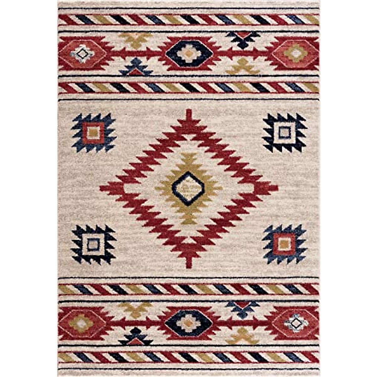 Abani Rugs Tribal Design Red & Beige Living Room Rug - Premium Southwestern Style Non-Shedding 5'3" x 7'6" (5x8) Area Rug