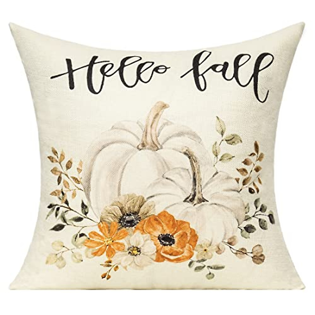 WOKANI Fall Thanksgiving Decor Throw Pillow Covers 18x18 Outdoor Pumpkin Autumn Harvest Decoration Garden Flowers Cushion Cases Outside Rustic Boho Decorative for Patio Porch Home Couch Sofa Set of 4