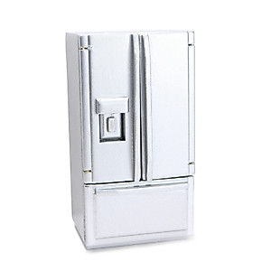 Miniature Dollhouse Fridge 1:12 Furniture Decoration Accessories Mini Refrigerator Kitchen Living Room Scene Model Ornaments (Silver)