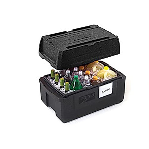 Metro MightyLite ML180XL Cooler and Top Load Food Carrier with Extra Capacity Lid, 5 Pan Capacity (Black)