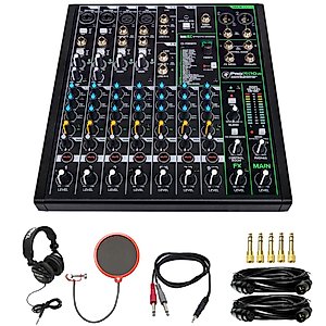 Mackie PROFX10V3 10 Channel Professional Effects Mixer with USB Bundle with Tascam Closed-Back Professional Headphones Black TH-02-B and Deluxe Accessory Bundle