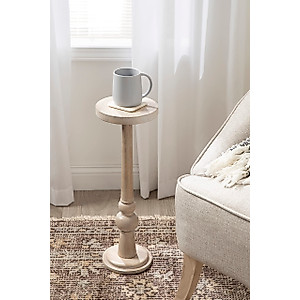 Kate and Laurel Wegner Coastal Wooden Round Drink Table, 8 x 23, Whitewash, Elegant and Durable Pedestal Table for Use as Small Drink Table, Plant Stand, or Decorative Item Display