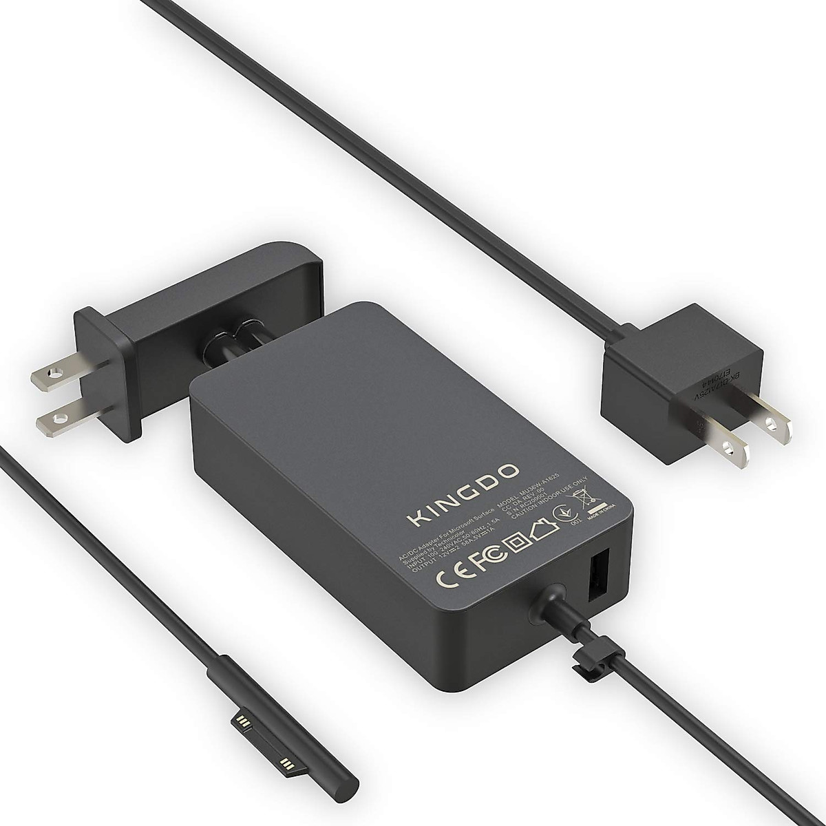Charger for Surface Pro 3 Surface Pro, KINGDO 36W 12V 2.58A Power Supply Compatible Surface Pro 3 Surface Pro 4 i5 i7 Surface Pro 5 6 7 8 9 Surface Laptop Surface Go 3/2/1 with Carrying Case