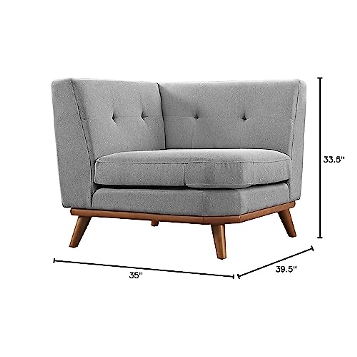 Modway Engage Corner Sofa in Mid-Century Modern Upholstered Fabric Expectation Gray