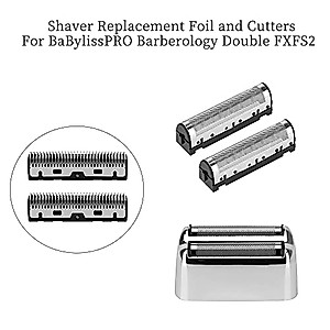 for Babyliss Shaver Foil Cutters Set, Kaynway Professional Replacemnet Foil Cutter Blade for BaBylissPRO Barberology FX Collection Metal Double Foil &Shaver - Included 2 Foil, 2 Blade, 1 Cutter Cover