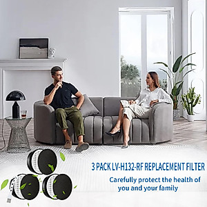 3 Pack LV-H132-RF Replacement Filter for LEVOIT LV-H132 Filter Replacement, 3-in-1 H13 True HEPA and Activated Carbon Filter Replacement with 2 Brush