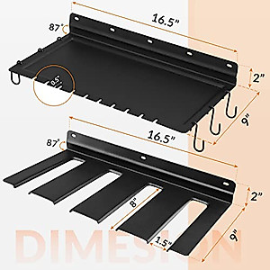 P-Aladin Power Tool Organizer, Drill Holder with 6 Hooks, Charging Station with Bit Storage Rack Shelf Wall Mount, Holds 4 Drills, Batteries, Tools for Garage, Home, Workshop, Shed