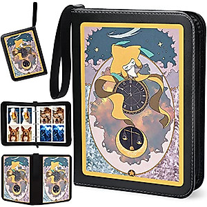 IDJWVU Trading Card Binder, 4-Pocket Card Collection Binder Book Holder Album for PTCG Game Cards with 50 Removeable Sleeves, 400 Pockets Fit 400 Game Cards, Holiday Gifts for Kids Adults