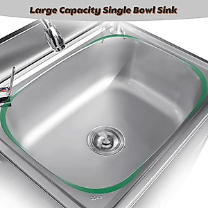 LZXNFZY Stainless Steel Utility Sink with Faucet, Free Standing Kitchen Sink Cabinet, Bathroom Vessel Sink Laundry Tub, Outdoor Hand Washing Station for Yard Garages Farmhouse Factory(19x15in)