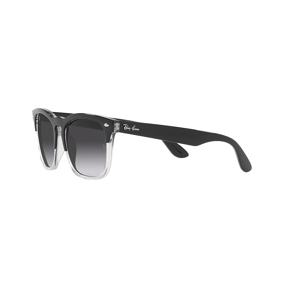 Ray-Ban RB4487 Steve Square Sunglasses, Black on Transparent/Grey Gradient Blue, 54 mm