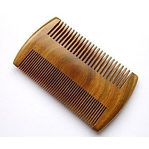 Myhsmooth Handmade Natural Green Sandalwood No Static Combs with Aromatic Scent - 2 PCS Pocket Combs for Long and Short Beards, Mustaches (4" Long Two Sides)