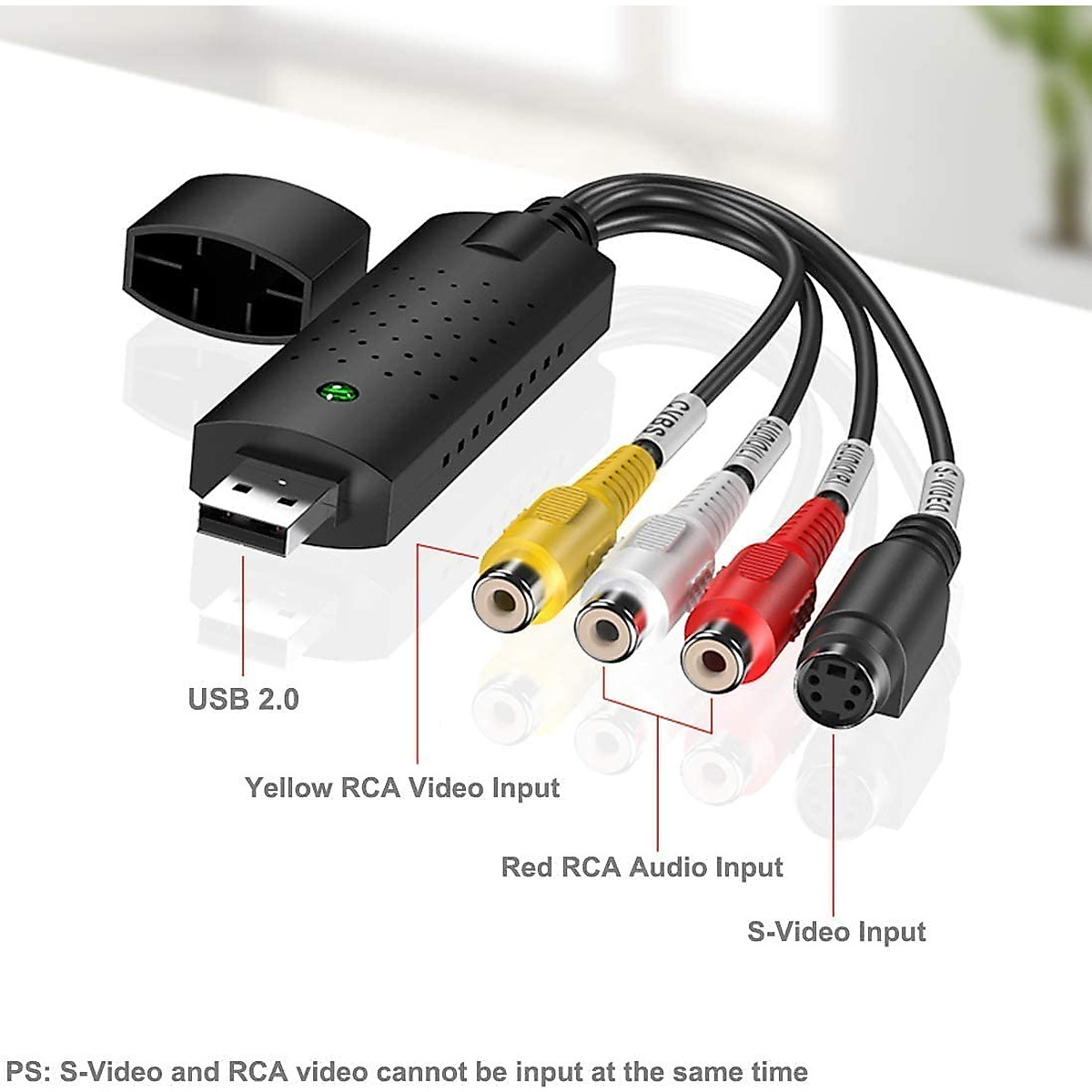 Siiqiico VHS to Digital Converter, Video Grabber USB Capture Card,, USB 2.0 Video Audio Grabber, Audio Video Digitize Converter Adapter VCR to DVD Converter for Windows/Mac (VHS to Digital)