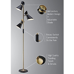 Lite Source Jared Antique Brass Three-Light Floor Lamp (LS-83138)