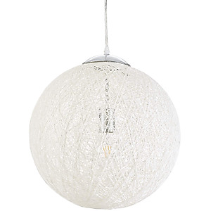 Modway Spool Woven Cotton 16" Round Pendant Light Chandelier in
