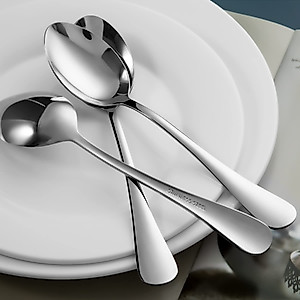 SANTUO Stainless Steel Dinner Spoons Set,12 Piece 7.3" Spoons Silverware,Table Soup Spoons Set,Mirror Finish & Dishwasher Safe