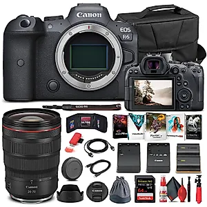 Canon EOS R6 Mirrorless Digital Camera (Body Only) (4082C002), Canon RF 24-70mm Lens, 64GB Memory Card, Case, Corel Photo Software, LPE6 Battery, External Charger, Card Reader + More (Renewed)