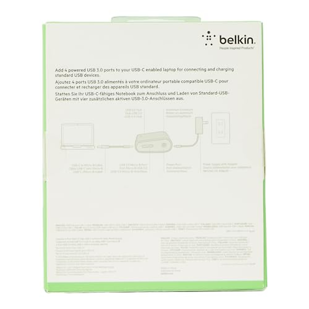 Belkin 4-Port USB-C Hub with Cable - Black (F4U088VF)