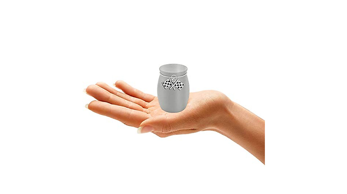 Checkered Flag Mini Urn: Racing Memorial Cremains Holder