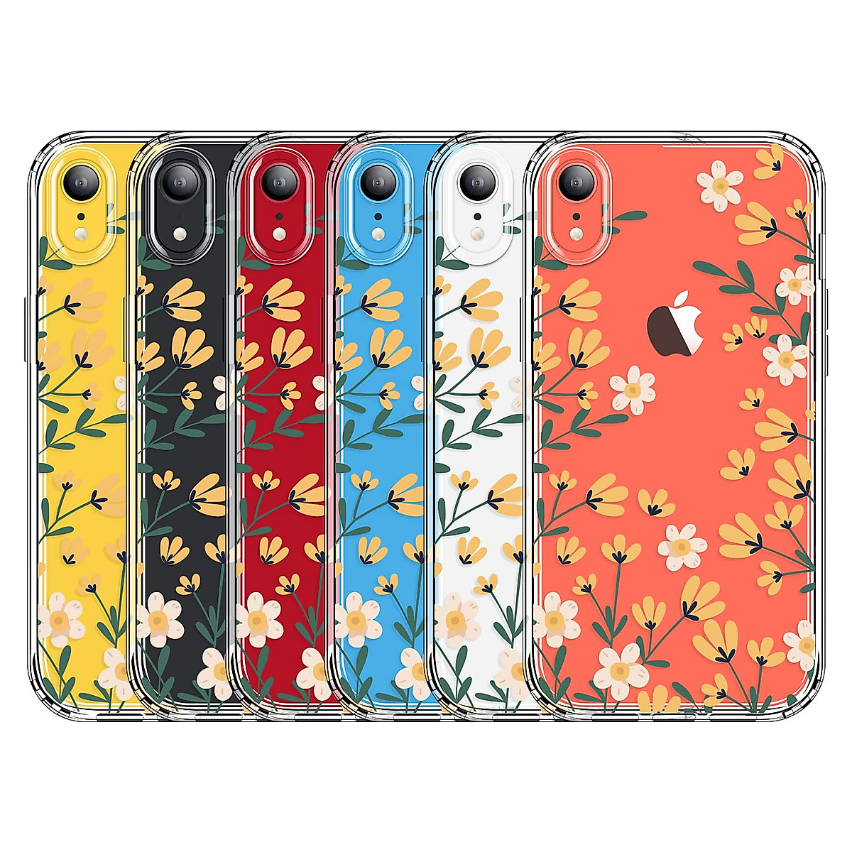 GYZYA for iPhone XR Case Clear with Floral Design, Cute Protective Slim TPU Bumper + Shockproof Non Yellowing Back Cover for Women and Girls (Little Flowers/Yellow)