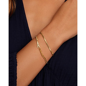 gorjana Women's Venice Mini Bracelet, 18k Gold Plated, Herringbone Adjustable Chain