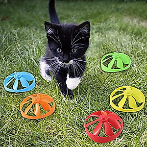 15 Pieces Cat Fetch Toys Colorful Flying Propellers Cat Chasing Flying Propeller Cat Playing Toy for Interactive, Exercising, Training, Hunting, Chasing, Batting, 5 Colors