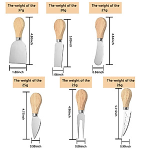 ewori 6 Pcs Cheese Knives Gift Set with Wood Handles Stainless Steel