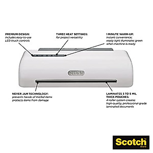 Scotch Brand PRO Thermal Laminator, 12.3-Inch, 1-Minute Warm-up, Fast Lamination, Never Jam Technology, 4-Roller Machine (TL1306)