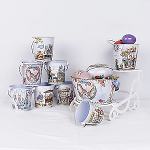 3 Pcs Easter Metal Buckets Easter Bunny Pail Baskets for Easter Eggs Hunt,Easter Pails Gift Baskets for Kids,Kids Easter Party Favor