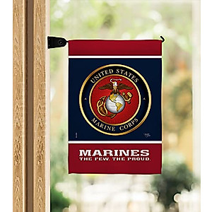 Breeze Decor Proud Marine Corps Garden Flag Set Mailbox Hanger Armed Forces USMC Semper Fi United State American Military Veteran Retire Official House Banner Small Yard Gift Double-Sided, Made In USA