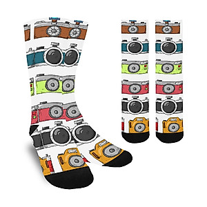 Women's & Men's Socks With Camera Vintage Retro Pattern on Them Cool Novelty Design For Work, Gym, Fitness, Sports, Traveling, Playing