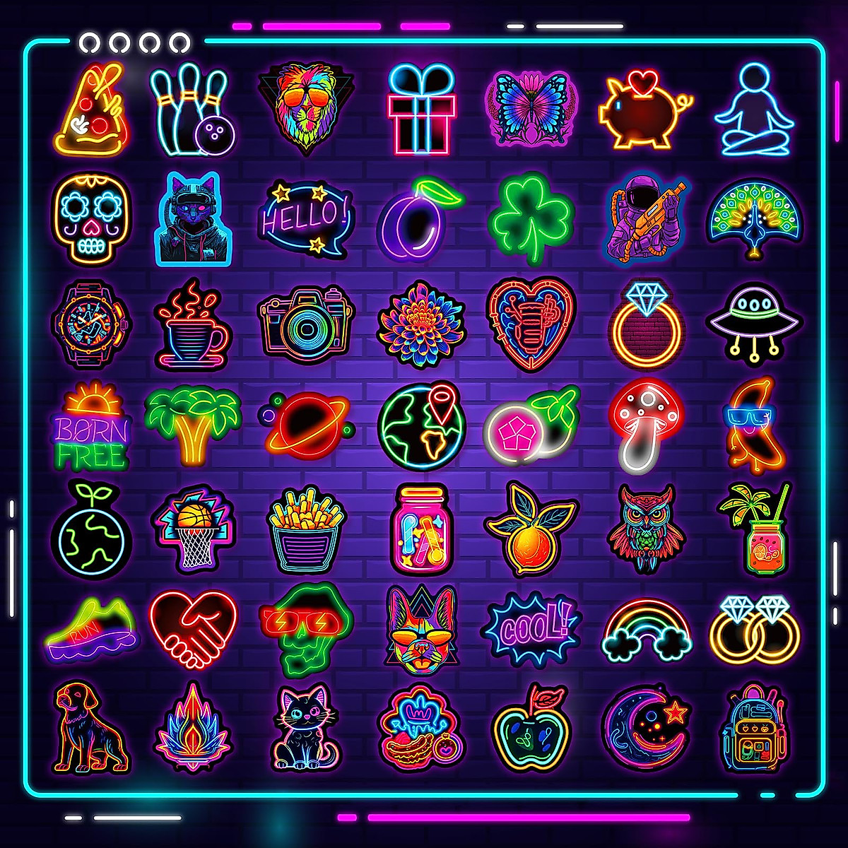300 PCS Neon Stickers Pack,Cool Stickers for Teens Adults Kids,Waterproof Trendy Stickers for Skateboard Water Bottle Laptop Scrapbook Luggage