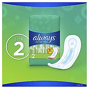 ALWAYS Ultra Thin Size 2 Super Pads Without Wings Unscented, 40 Count