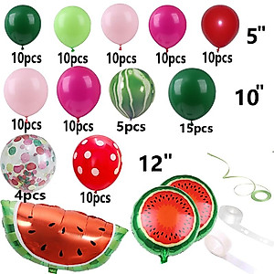 Watermelon Balloons Party Decorations Kit -110pcs Red Pink Green Polka Dot Balloons Watermelon Balloons for Birthday Party,Wedding Baby Shower, Summer One in a Melon Party Decorations