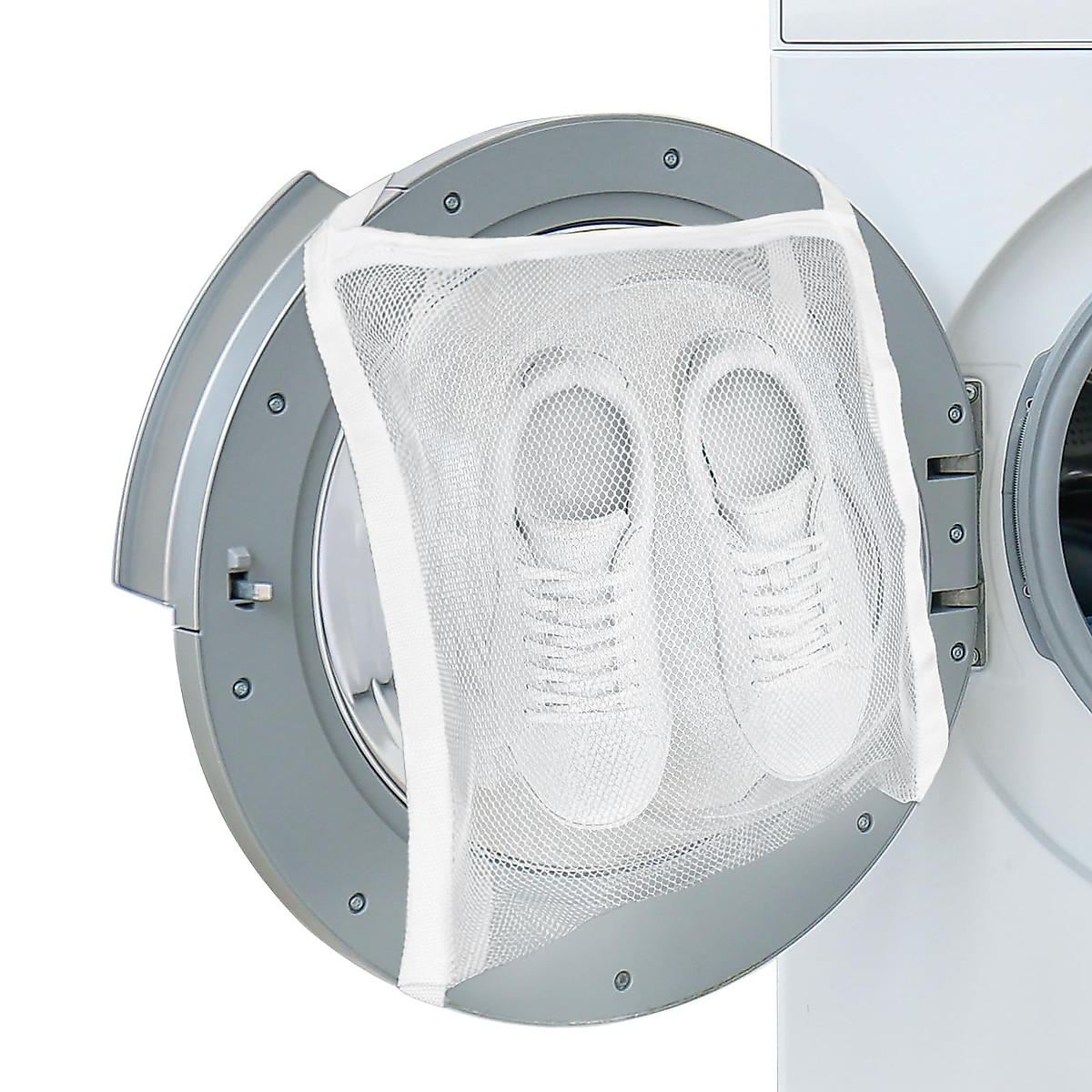 Sneaker Dryer Bag,Shoe Wash & Dry Net Bag for Dryer 15.7 * 15 Inch Shoe Washing Machine Bag Adjustable Magic Tape Shoe Dryer Bag Reusable Honeycomb Laundry Bags with Zipper for Shoes,Clothing