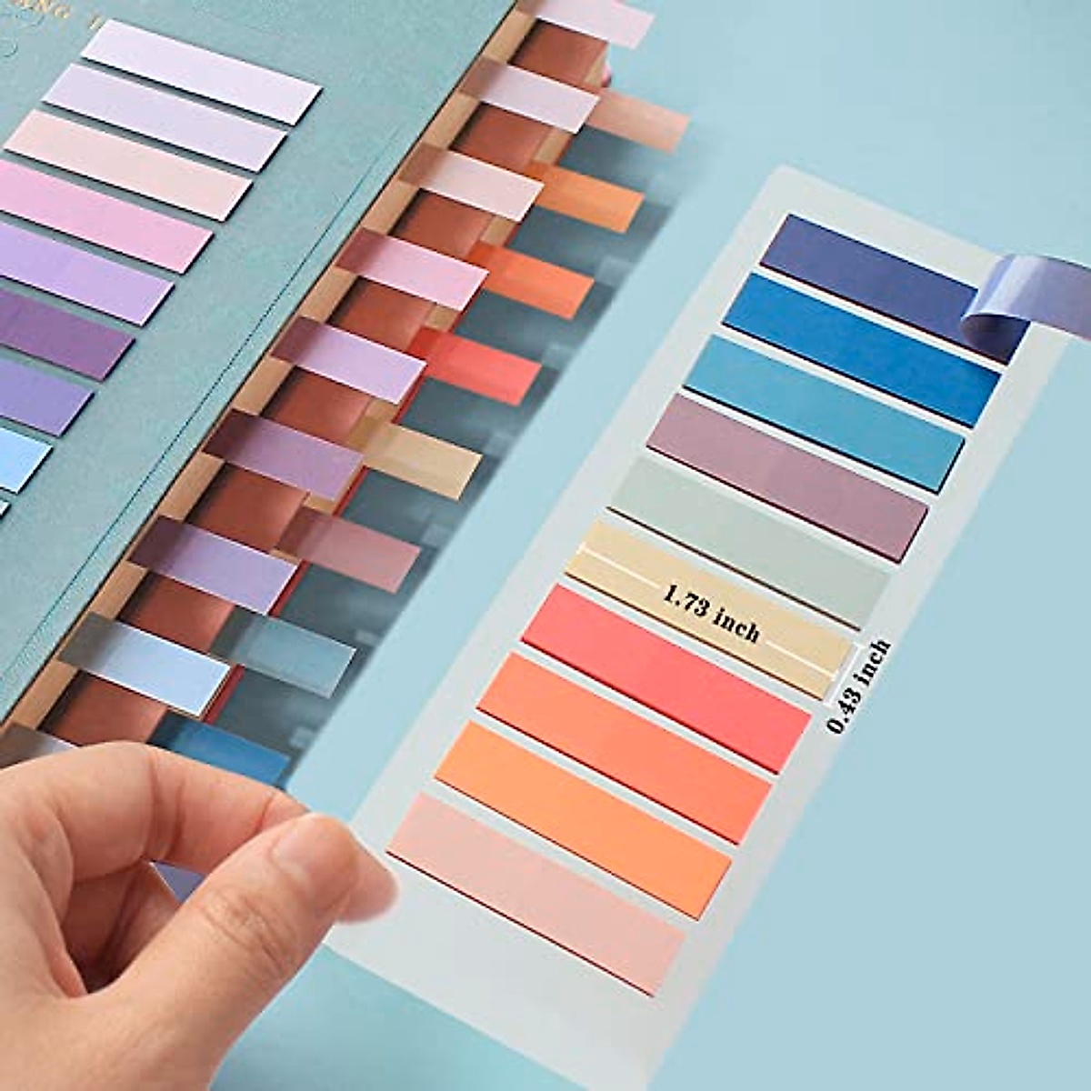 ELII Sticky Tabs 1200pcs Page Markers,Morandi Sticky Note Tabs Colored Writable and Repositionable Book Flags Tabs Strip Index Tabs,Page Tabs