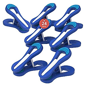 1InTheHome Blue Hanger Clips, Clothing Clips, Plastic Clothes Pins (24 Count)