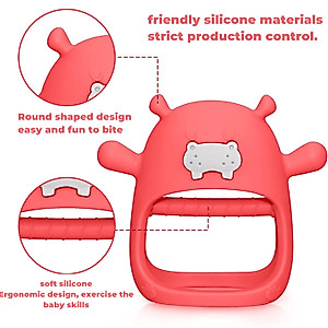 Towwi Teething Toys for Babies 0-6 Months Never Drop Hippo Teething Toys for Babies 6-12 Months Infants, Baby Chew Toys for Sucking Needs, Hand Pacifiers Baby Toys 6 to 12 Months