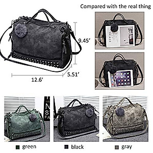 Pahajim Womens Studded Tote Handbags Top Punk Casual Shoulder Bags Hobo Rocker Satchel Purse(Black)