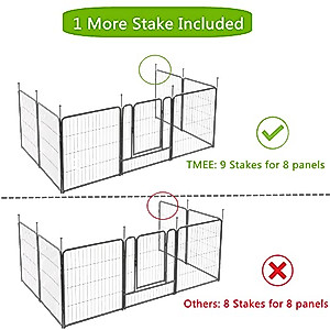 TMEE Garden Fence 8 Panels 18ft×32in Decorative Garden Metal Fence with 1 Gate Outdoor Landscape Animal Barrier Dog Pet Fencing for Yard Patio, Black