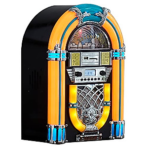 Arkrocket Athena Mini Jukebox/Tabletop CD Player/Bluetooth Speaker/Radio/USB and SD Card Player with Retro LED Lighting System
