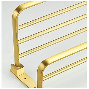 INKTUS Towel Rack Towel Bar Space Aluminum Towel Rack 2 Tiers Foldable Bathroom Towel Holder Wall Towel Bar Home Hotel Storage Shelf Punch-Free Towel Shelf Towel Stand