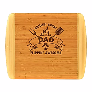 Dad Gift – Grillin Great Engraved 2-Tone Bamboo Cutting Board Custom Made For Grilling Fathers Day Birthday Christmas Grandpa Pop Pop Gifts From Grandkids Grandchildren (11.5x13.5)
