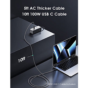 120W USB C Charging Station with 2AC Outlets, oraimo GaN Charger, PPS, Fast Charger, USB C Wall Charger for MacBook, iPhone, Ipad, Samsung (100W USB C Cable Included)