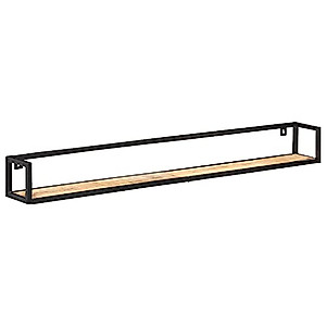 VanTook Floating Shelves Set of 2, 63 Inch Easy to Install Wall Mounted Shelves, Industrial Wall Shelves Rustic Wood Shelves for Wall Décor, Storage Shelves for Home Office, Natural