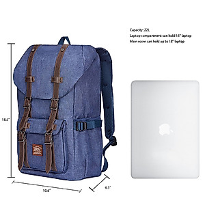 KAUKKO Travel Laptop Backpack Outdoor Rucksack Causal backpack Fits 15.6"(Oxford Blue)