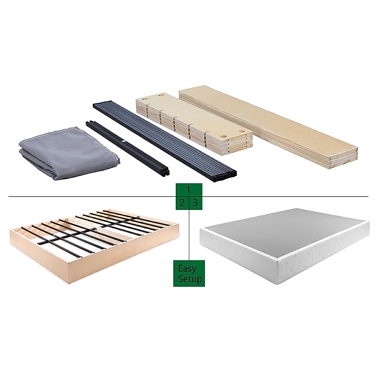 Panana Box Spring High Profile Metal Heavy Duty Easy Assembly Sturdy Box Spring Mattress Foundation, Strong & Sturdy Support No Noise Easy to Clean (9 Inch, Queen)