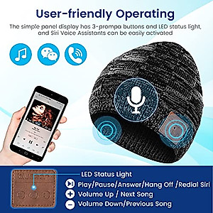 blueear Bluetooth Beanie Hat Bluetooh 5.2 Headphone Wireless Winter Knit Hats with Stereo Speaker and MIC,Gifts for Birthday,Christmas,Thanksgiving Day